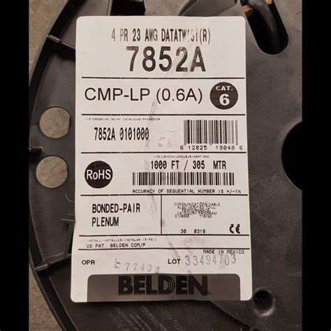 1000 Ft Solid Utp Cat6 600mhz Network Cable Ft6cmp Plenum