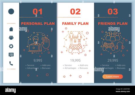 Subscription Fees Onboarding Mobile App Screens With Service Prices Pay And Play Walkthrough