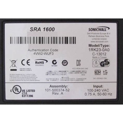 Switch Firewall Dell Sonicwall Sra 1600 1rk23 0a0 Ordi Spare