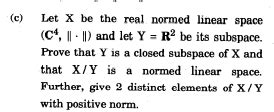 Solved C Let X Be The Real Normed Linear Space C4 11 1 Chegg