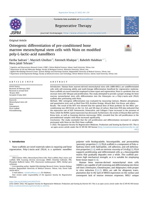 Pdf Osteogenic Differentiation Of Pre Conditioned Bone Marrow