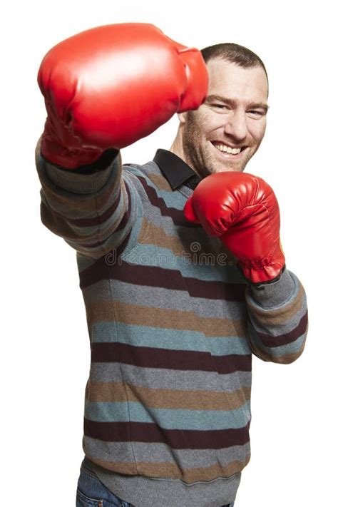 Man Wearing Boxing Gloves Smiling Stock Image Image Of Defence Male