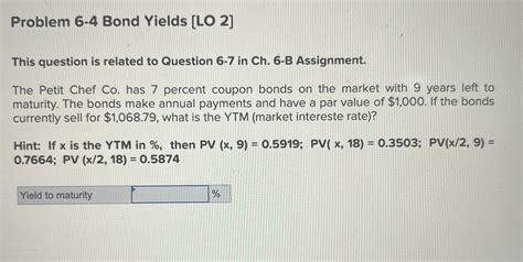 solved problem 6 4 ﻿bond yields [lo 2]this question is