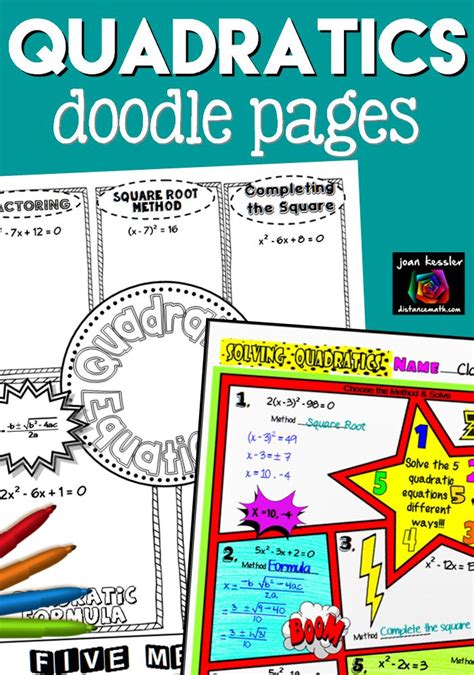 Quadratic Equations 5 Methods Fun Notes Doodle Pages Quadratics Solving Quadratics Quadratic