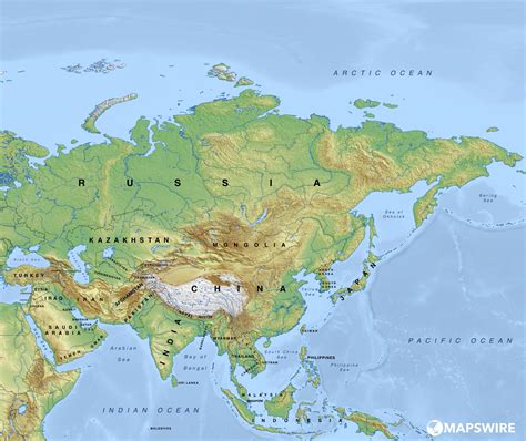 Physical Map Of Asia Printable Asia Physical Map In Pdf Hot Sex Picture