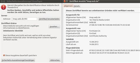 Zertifikat Fehler Beim Abrufen Senden Von E Mails Allgemeines