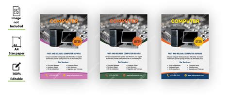 Premium Vector Computer Service Flyer Desing Vector Templet