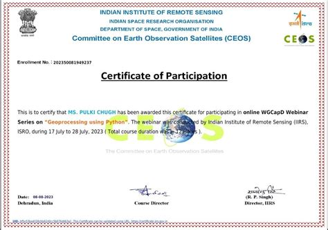 pulki chugh on linkedin isro iirs certification pythonprogramming