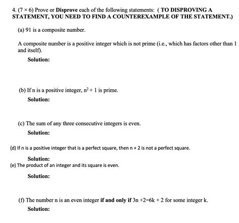 Solved 4 7 X 6 Prove Or Disprove Each Of The Following Chegg Com