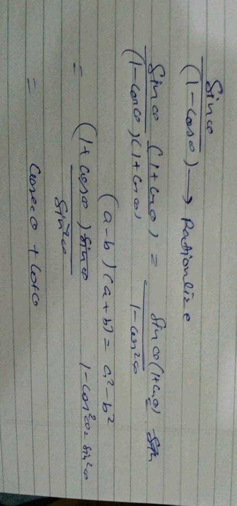 Prove That Sin Theta 1 Cos Theta Csc Theta Cot Theta