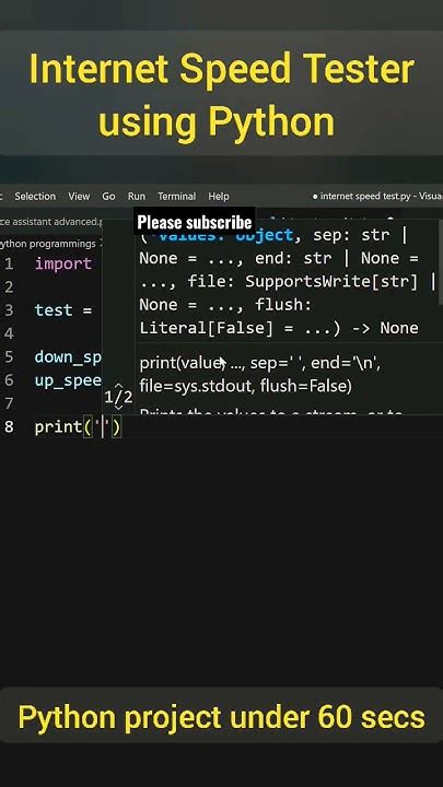 Create A Internet Speed Tester With Just 5 Lines Of Code Using Python Shorts Python Youtube