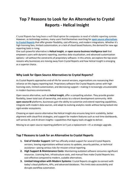 Top 7 Reasons To Look For An Alternative To Crystal Reports Pdf