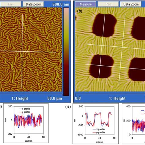 A Afm Analysis Of The Un Patterned Sample B Afm Analysis Of The