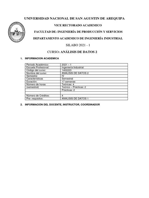 Silabo Analisis De Datos 2 2021 01 Pdf Análisis De Regresión Experimentar