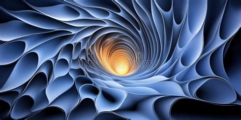 Abstract Blue Swirling Tunnel 3d Render Of Dynamic Curving Forms And Bright Light Stock