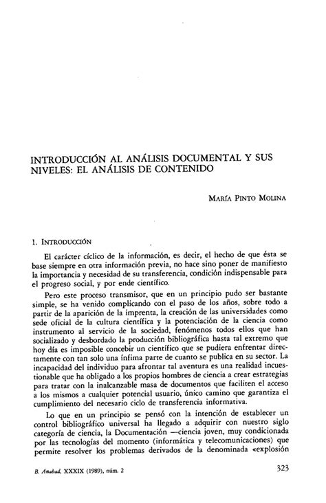 Pdf Introducción Al Análisis Documental Y Sus Niveles El Análisis De