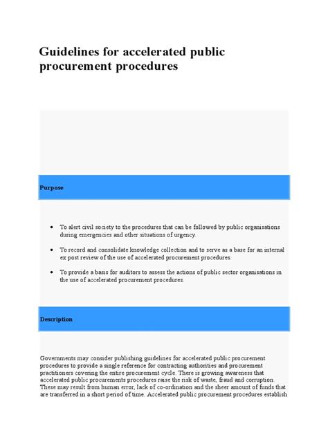 Pdf Guidelines For Accelerated Public Procurement Procedures
