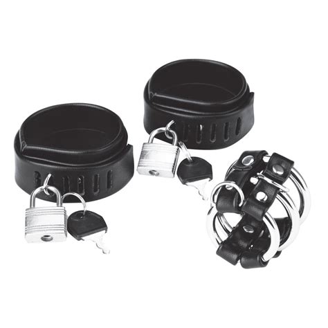 Blue Line Locking Ball Stretcher And Cock Ring And Three Ring Cock Cage Se