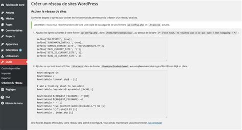 Multisite Activer Créer And Régler Un Réseau De Sites Avec Wordpress