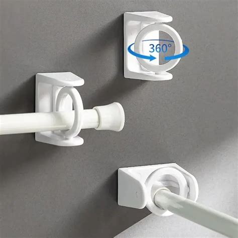 24 個 360 度回転可能格納式ポール固定具 非穴あけ強力粘着フック タオルロッドシャワーカーテンロッドブラケット Temu Japan