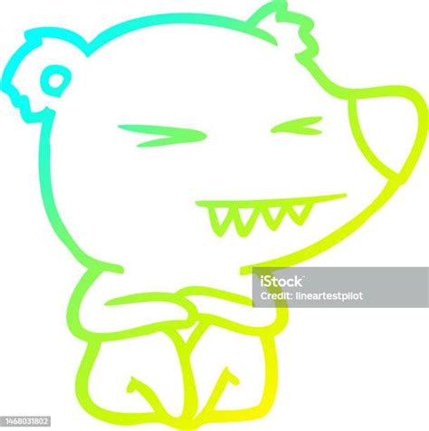 Dessin Au Trait Dégradé Froid Dun Dessin Animé Dours Polaire En Colère