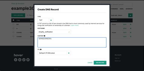shopify help center connecting a hover domain to shopify