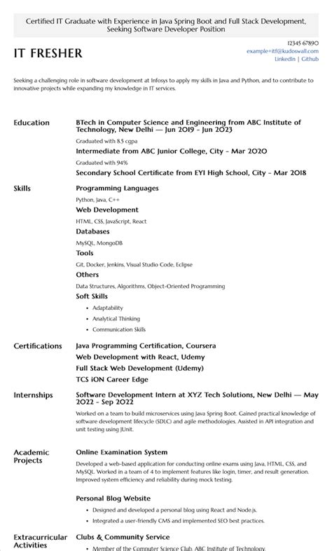 resume format for freshers free resume templates to download and print
