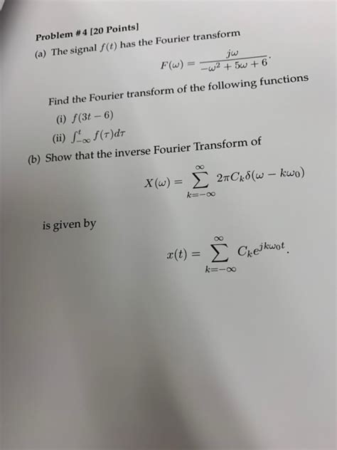 Solved Problem Points A The Signal F T Has The Chegg