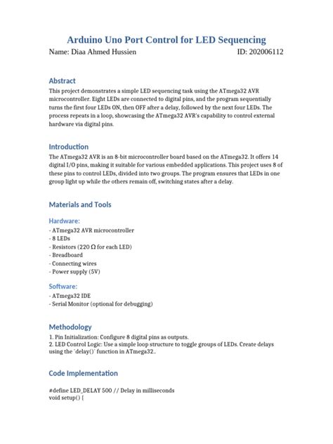 Atmega32 Led Project Report Revised Pdf Arduino Electrical Engineering