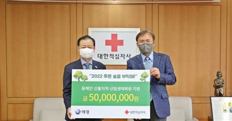 애경산업 동해안 산불 피해지역 생태계 복원 후원금 전달
