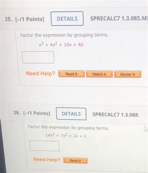 Solved Factor The Expression By Grouping Terms