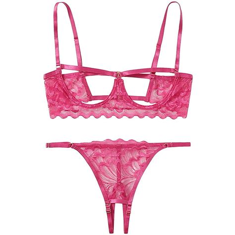 Womens 2 Piece Lingerie Set Sheer Lace Underwire Bralette Bra And