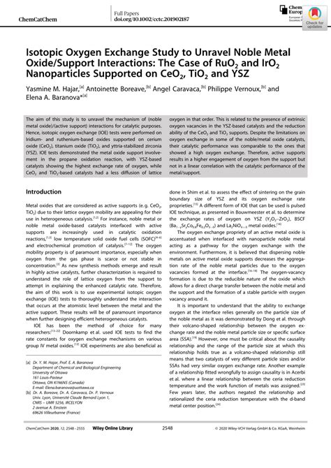 PDF Isotopic Oxygen Exchange Study To Unravel Noble Metal Oxide Support Interactions The Case