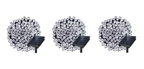 Tripack X3 Luces Solar Navidad Guirnalda 10 Metros 100 Led Cuotas Sin