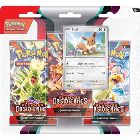 Pokémon Tcg Ecarlate Et Violet 3 Flammes Obsidiennes Tripack Evoli
