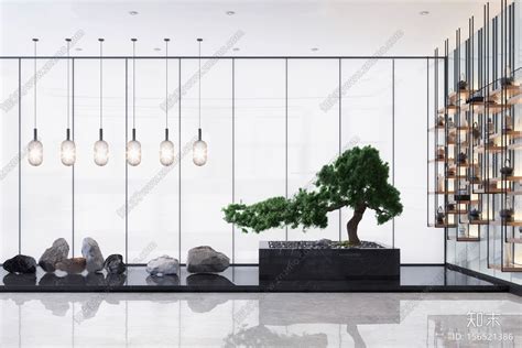 新中式售楼部假山水景3d模型下载【id156521386】知末3d模型网
