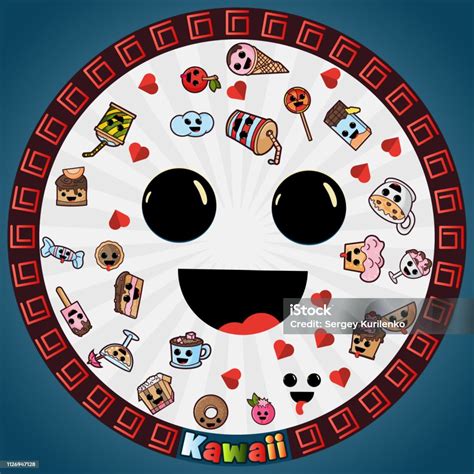 원형 장식 달콤한 과자 음식 및 음료 귀여운 Style22cute 좋은 아름 다운 그림에 그림 장식 스티커 디자인 감정에 대한 스톡 벡터 아트 및 기타 이미지 Istock
