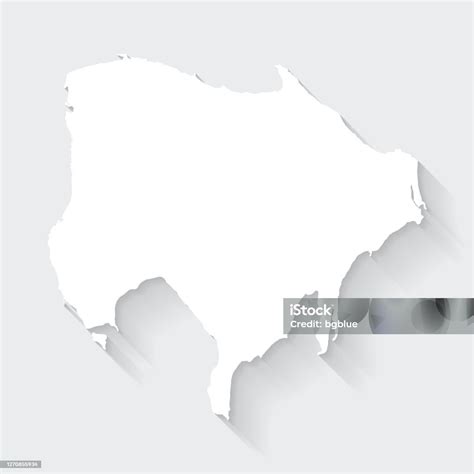 Djerba Map With Long Shadow On Blank Background Flat Design Stock