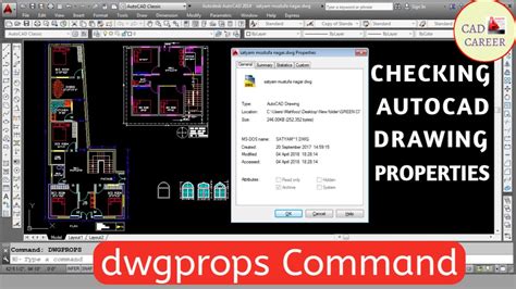 How To Check Autocad Drawing Properties Dwgprops Command In Autocad Cad Career Youtube