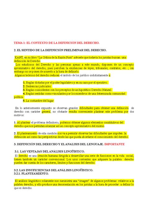 Teoría Del Derecho 1º Parcial Tema 1 El Contexto De La DefiniciÓn