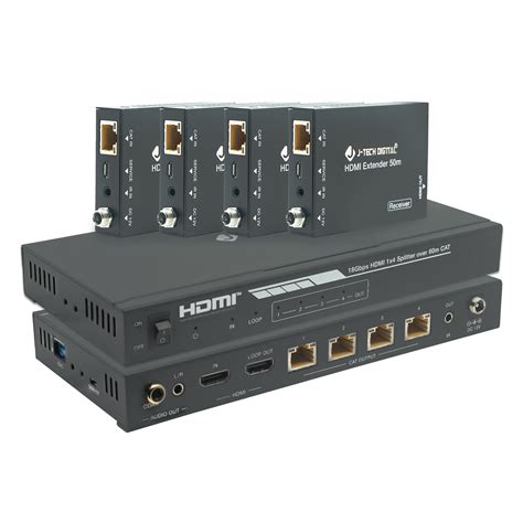 J Tech Digital High Speed 4K HDMI 2 0 1x4 Splitter Extender W PoC JTECH 14EX50 Walmart Com