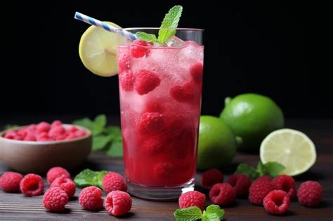 Premium Photo Refreshing Raspberry Mint Cooler