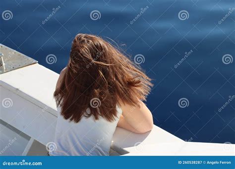 Girl From The Boat In Navigation Looks At The Sea Stock Image Image