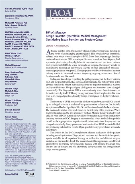 Pdf Benign Prostatic Hyperplasia Medical Management Considering