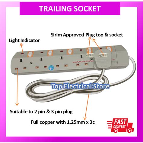 Sirim Extension Plug Wayar Trailing Socket With Surge Protector Outlet