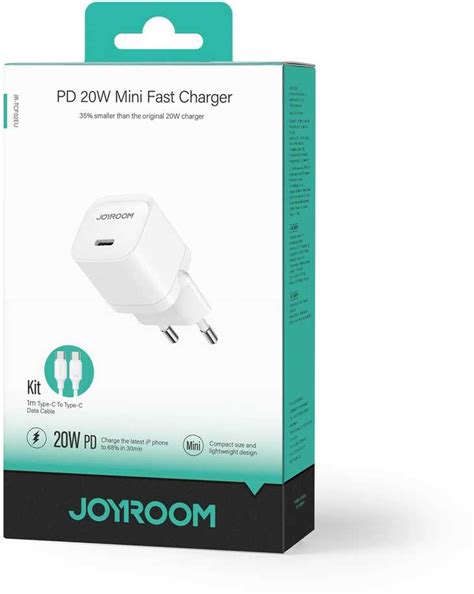 Joyroom Usb C Pd 20w Sieninis įkroviklis Usb C Kabelis Baltas
