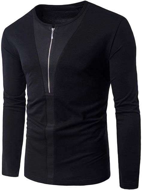 Herren Langarmshirt Männer Nner Casual Slim Baumwolle Chic Langarmshirt
