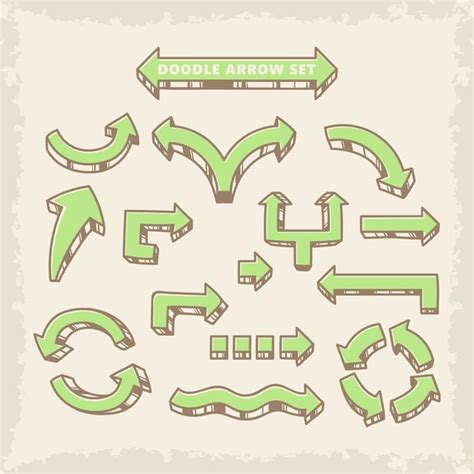Dibujado A Mano Doodle Vector Flechas Conjunto Vector Premium