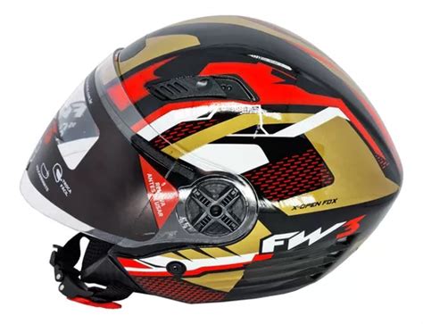 Capacete Aberto Fw3 X Open Up Fox Dourado Oculos Interno Frete grátis