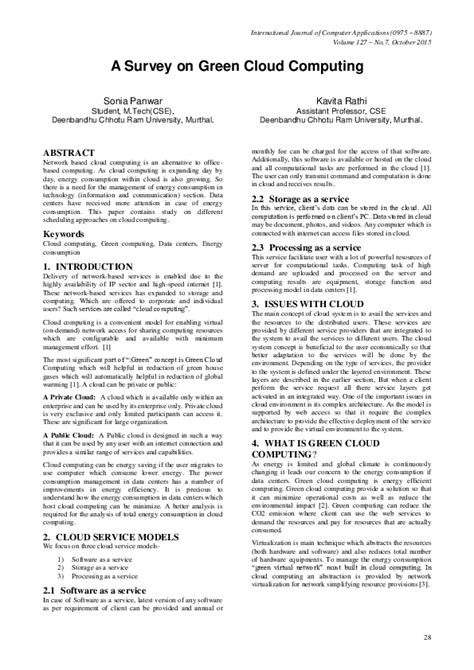 Pdf A Survey On Green Cloud Computing